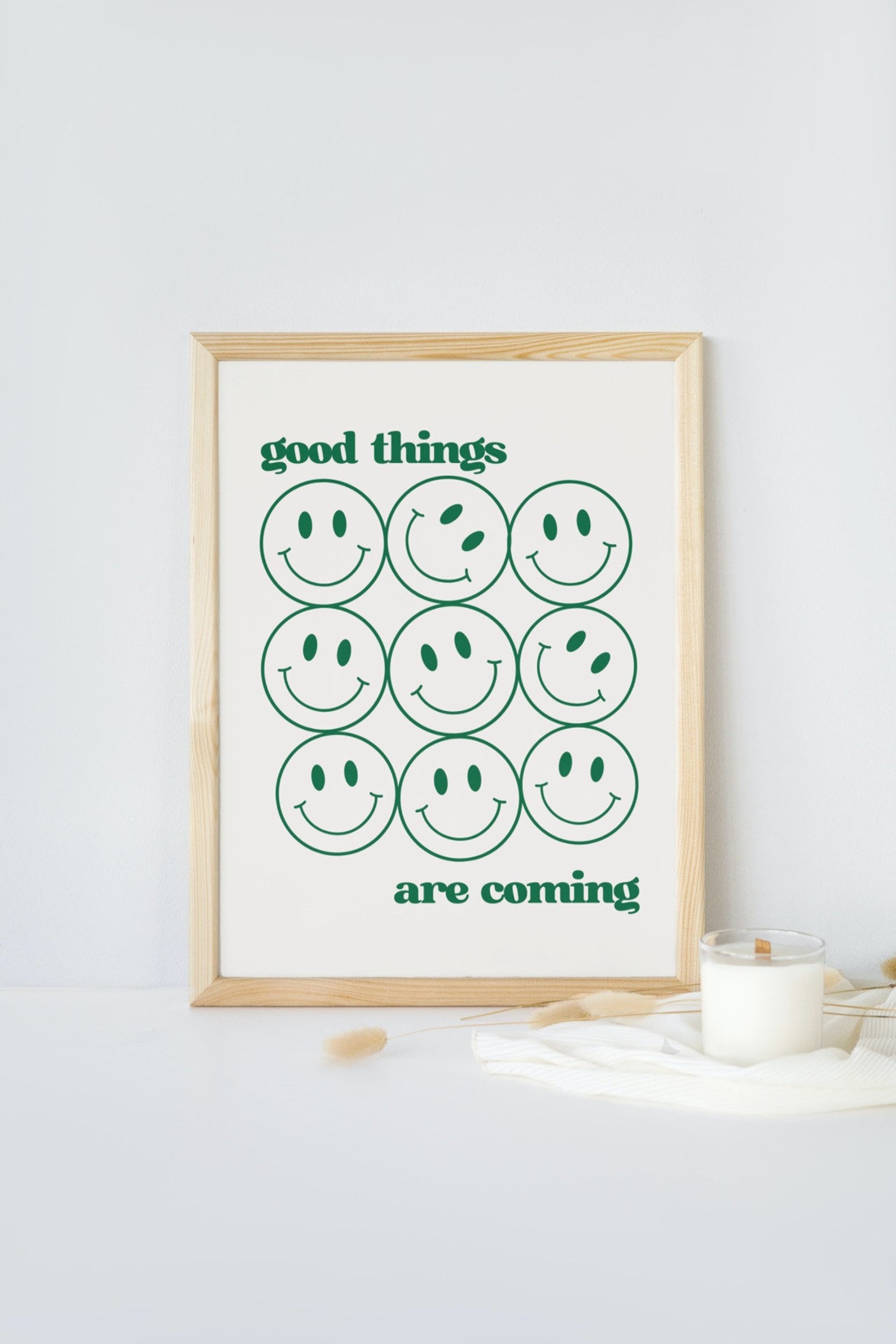 Good Things Are Coming Poster, Green Positive Thinking Wall Art ...