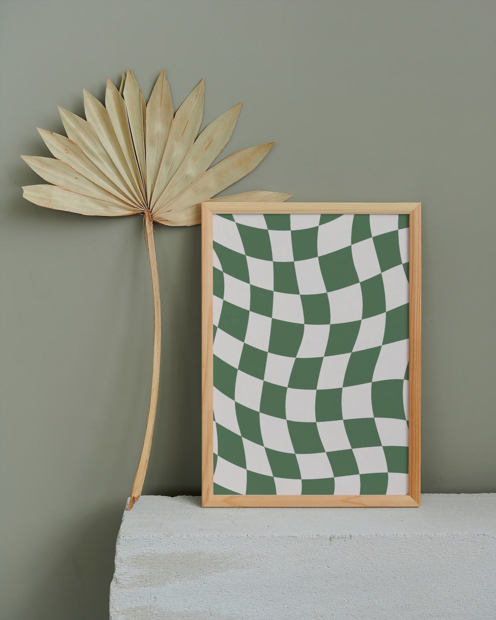 Sage Green Checkered Poster Funky Wall Art Digital Download Trendy ...