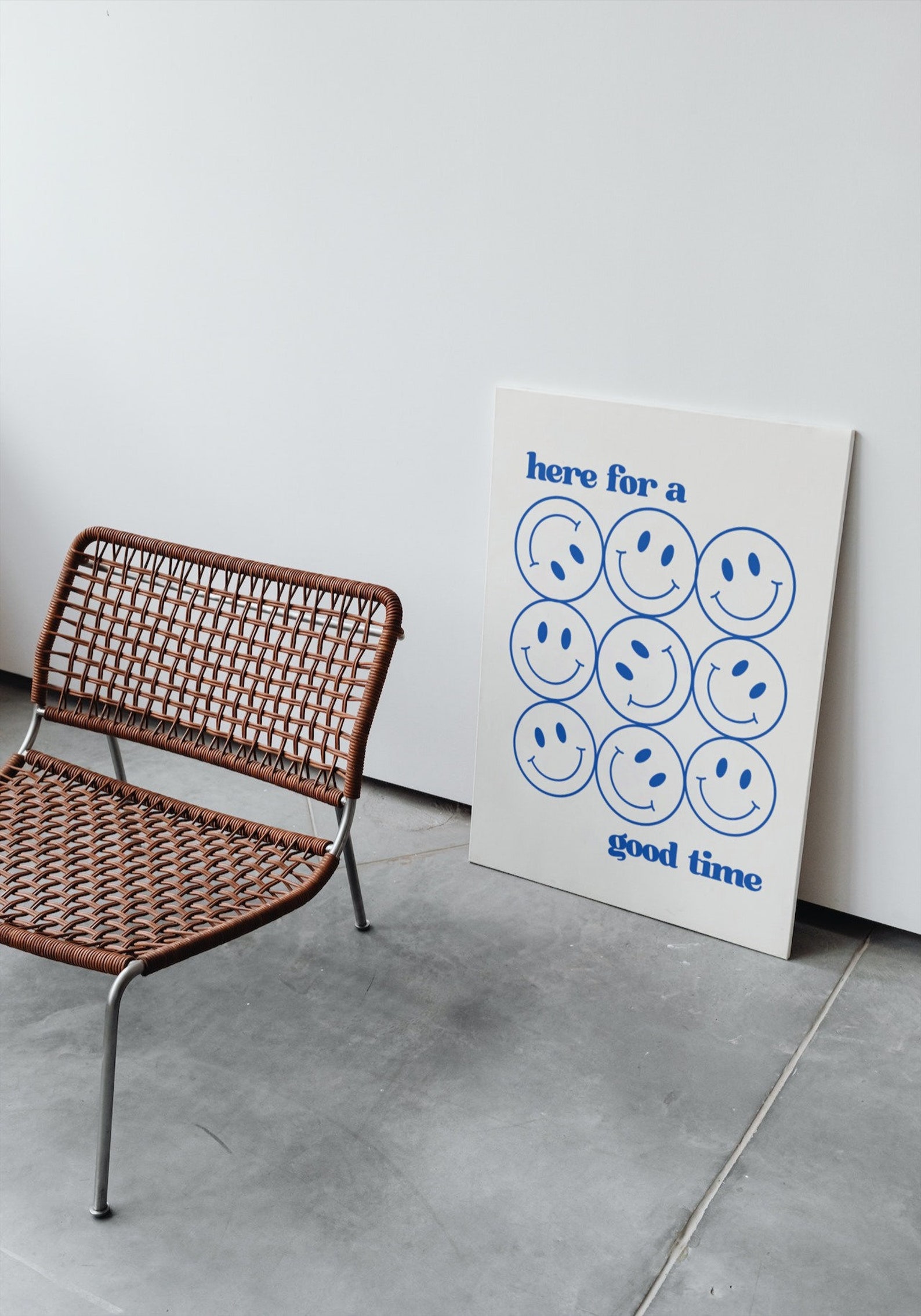 Here for A Good Time Poster, Blue Positive Thinking Wall Art, Aesthetic ...