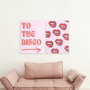 To the Disco Poster, Aesthetic Room Decor, Pink and Red Disco Digital ...