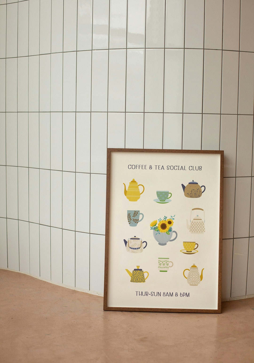 Coffee and Tea Social Club Poster, Kitchen Prints, Housewarming Gift ...