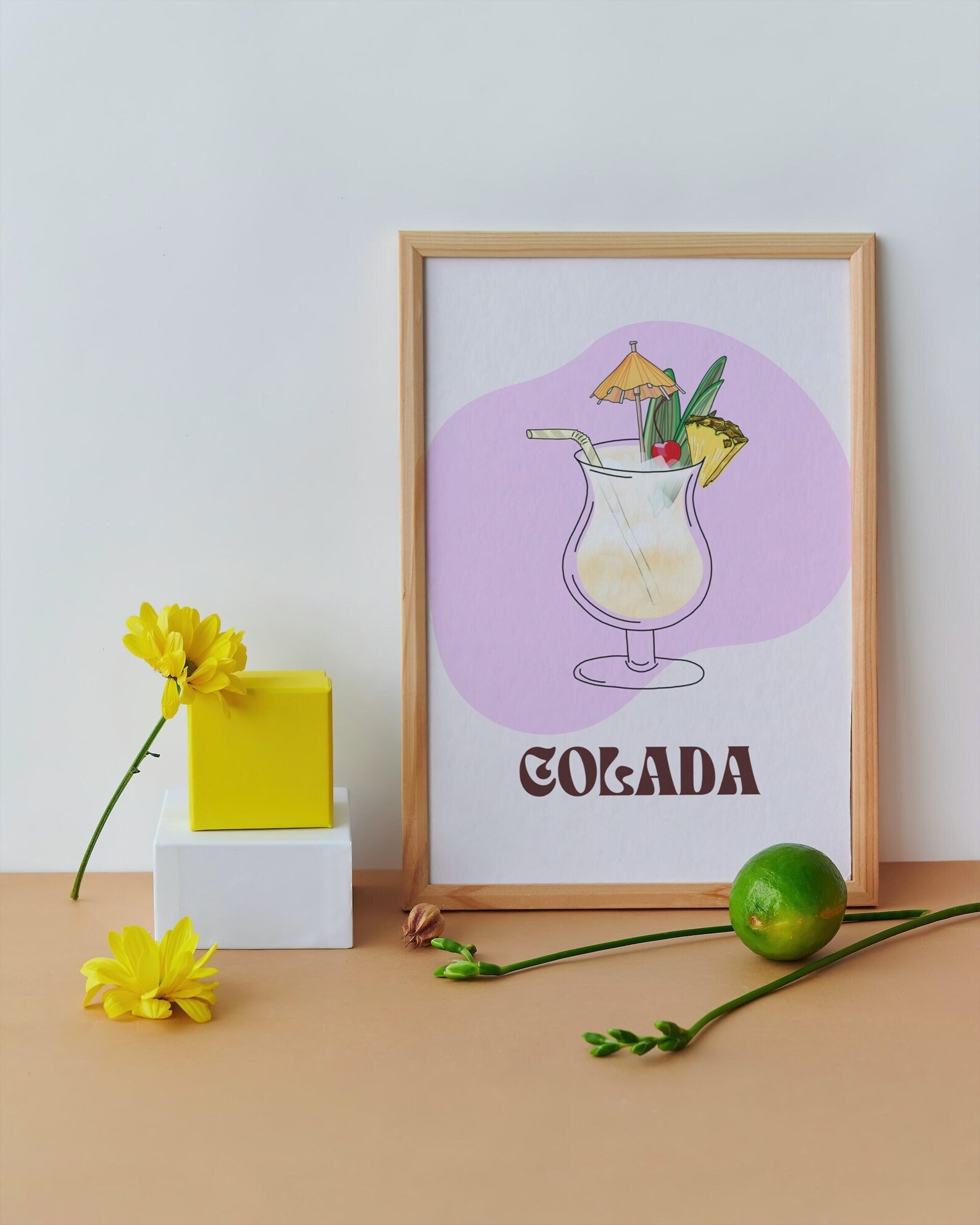 Pina Colada Print, Pina Colada Cocktail Poster, Cocktail Prints ...