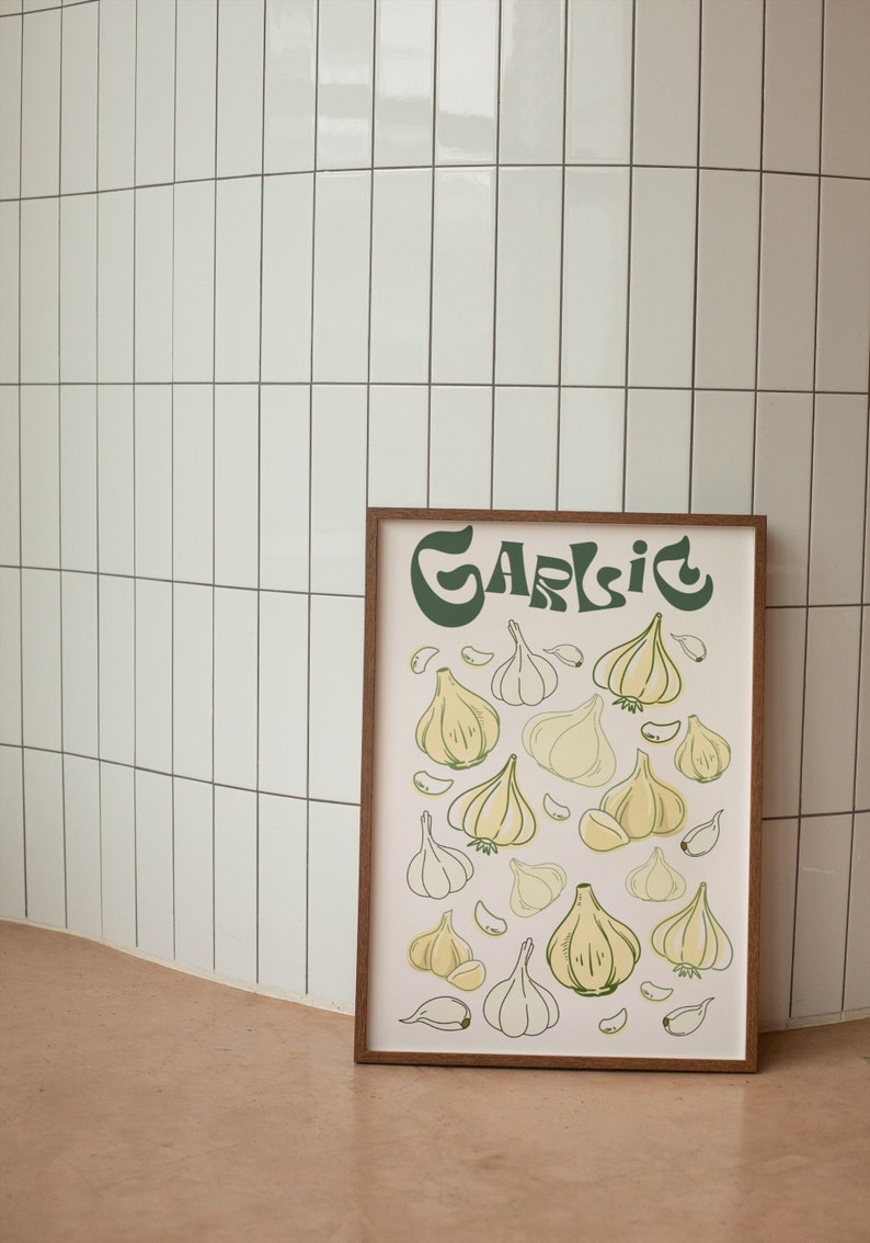 Garlic Wall Art, Garlic Girl Poster Kitchen Decor, Funky Vegetable ...