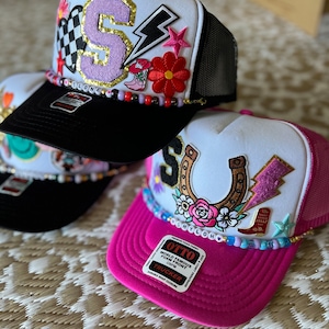 Set of THREE Fully Custom Trucker Hats With Custom Name Chains Snap ...