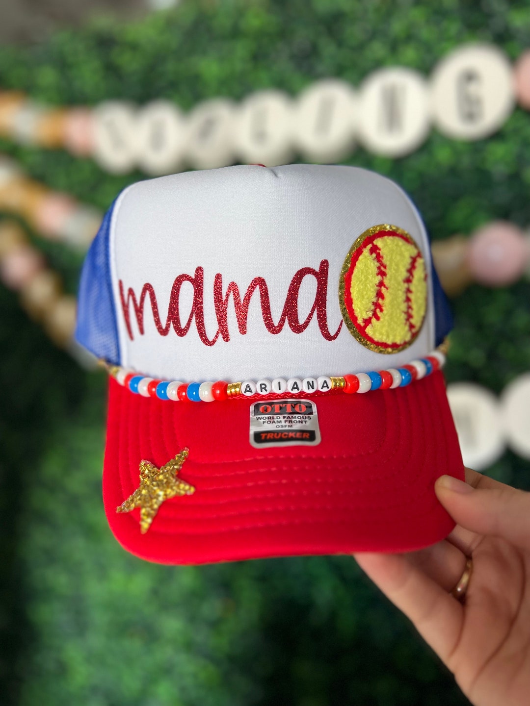 Baseball Softball Mom Trucker Hat With Custom Chain T-ball Mama Snap ...