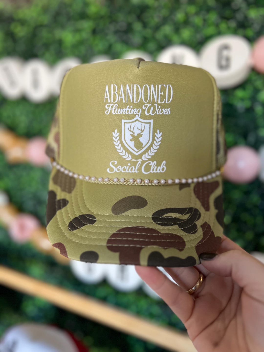 Abandoned Hunting Wives Social Club Trophy Wife Trucker Hat With ...