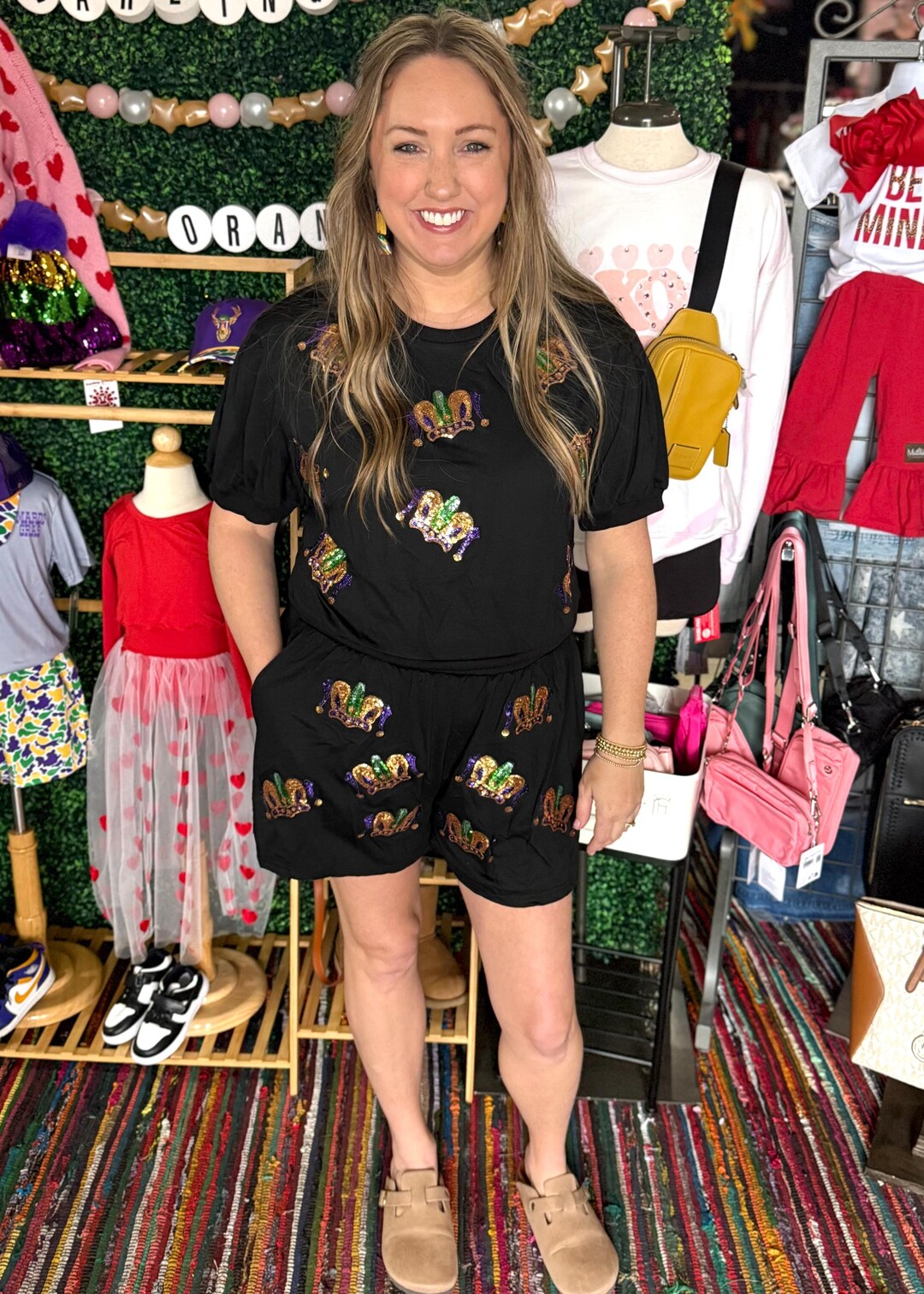 Sequin Jester Mardi Gras Lounge Set Pullover and Shorts Mardi Gras ...