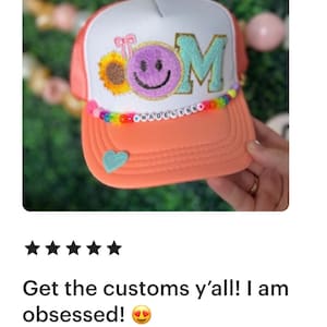 YOUTH Initial & Smiley on Mint Trucker Hat With Custom Chain Snap-back ...