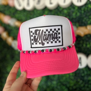 Checkered Mama Trucker Hat With Custom Chain Snap-back Otto Ball Cap - Etsy