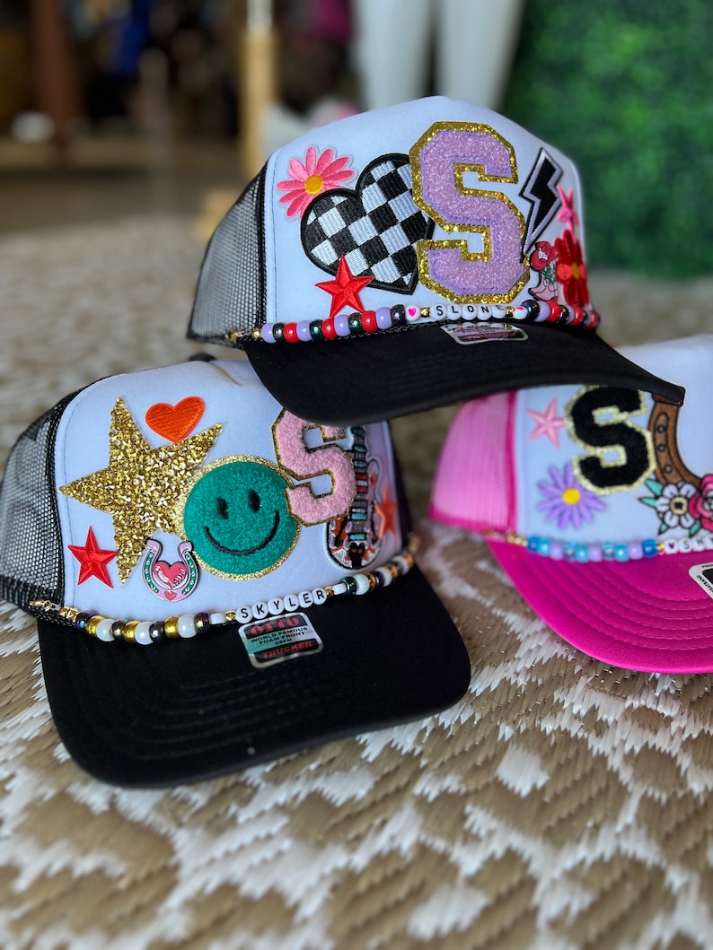 Set of THREE Fully Custom Trucker Hats With Custom Name Chains Snap ...