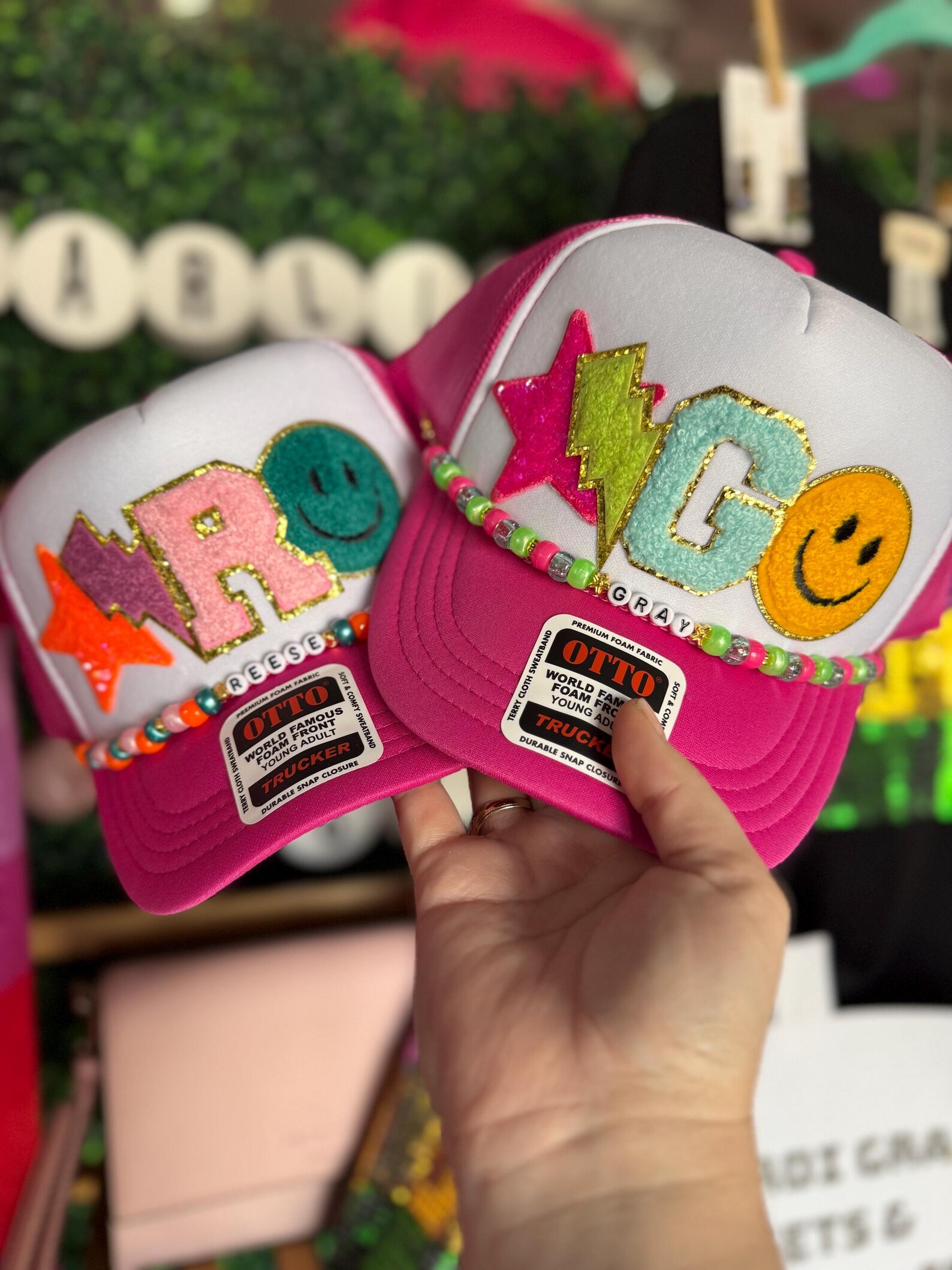Set of TWO YOUTH Fully Custom Trucker Hats for Bestie Bear Friends or ...