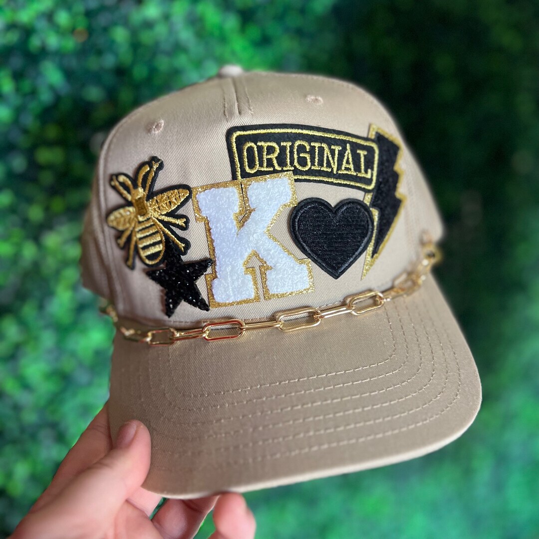Neutral Custom Trucker Hat With Gold Paper Clip Chain Snap-back Otto ...