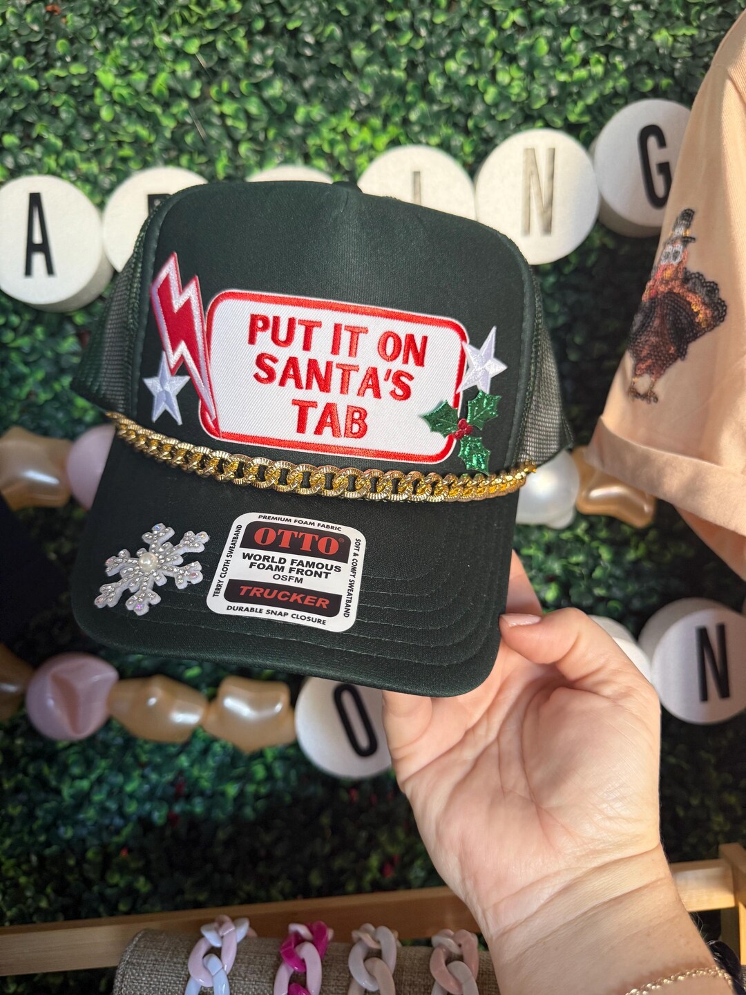 Put It on Santa’s Tab Christmas Trendy Trucker Hat With Custom Chain ...