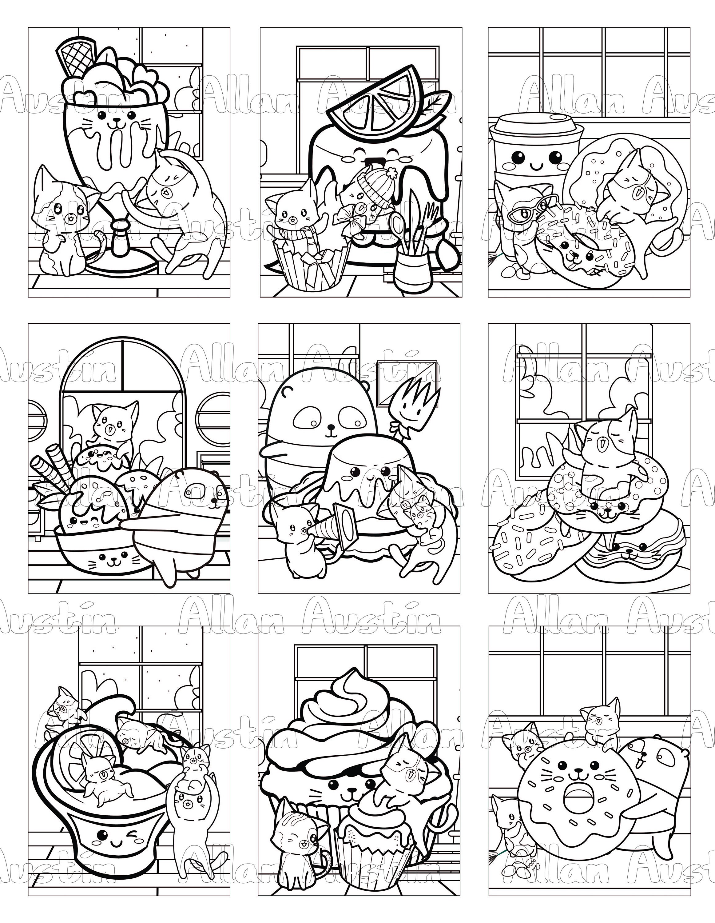 Kawaii Coloring Book: Kawaii Cat, Panda & Desserts - Etsy