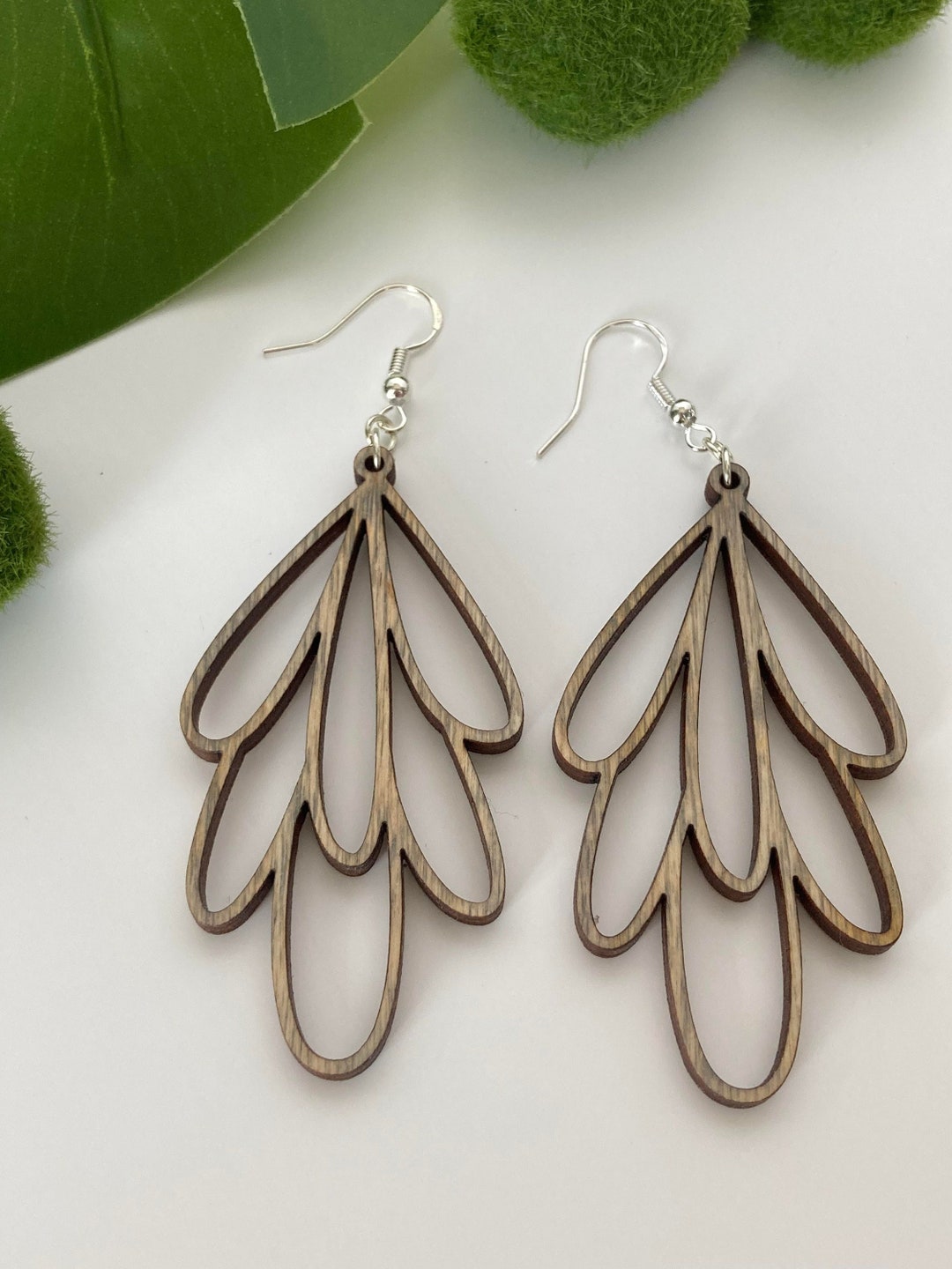 Loopy Wood Boho Natural Gray Laser Cut Earrings - Etsy