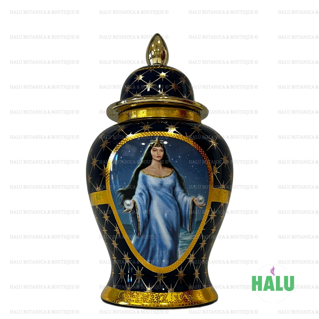 Sopera Olokun Yemaya Azul Dorada/ Tinaja Potiche Olokun/ Santería - Etsy