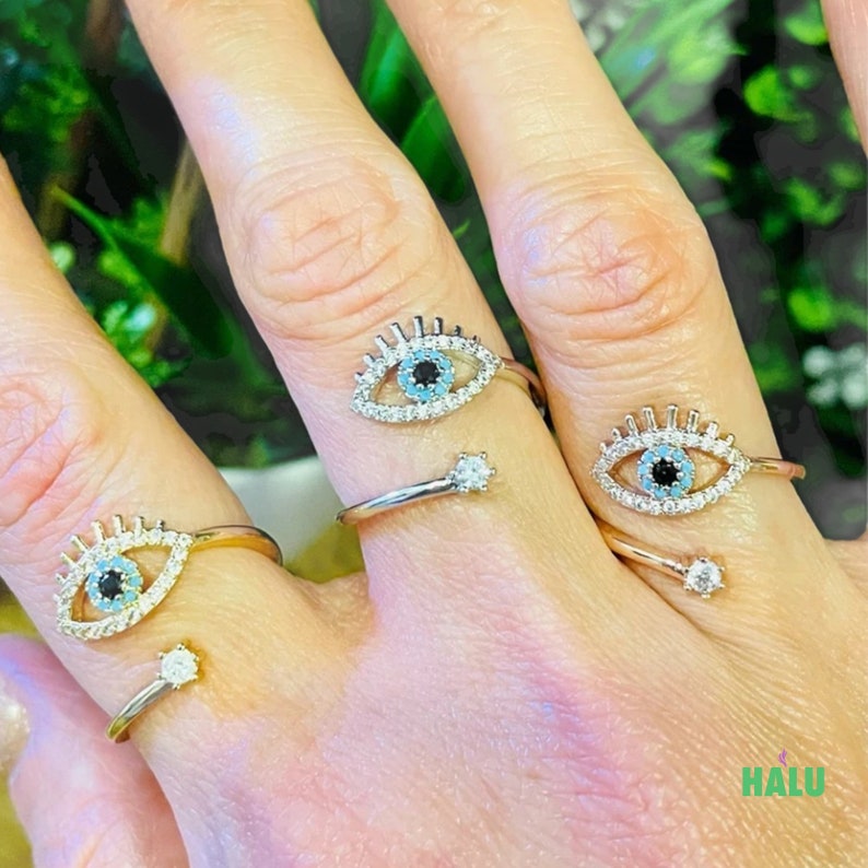 Stainless Steel Evil Eye Rings | Etsy