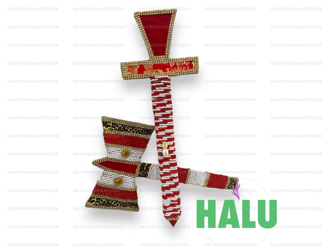 Shango Wood Axe & Sword /hacha Y Espada Madera De Chango Decorada ...