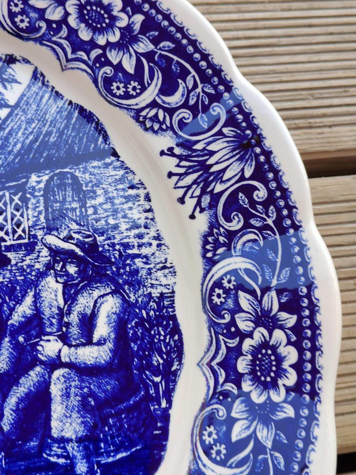 HUGE RARE Collectible Delft Boch La Louviere Wall Plate Belgium Tavern ...