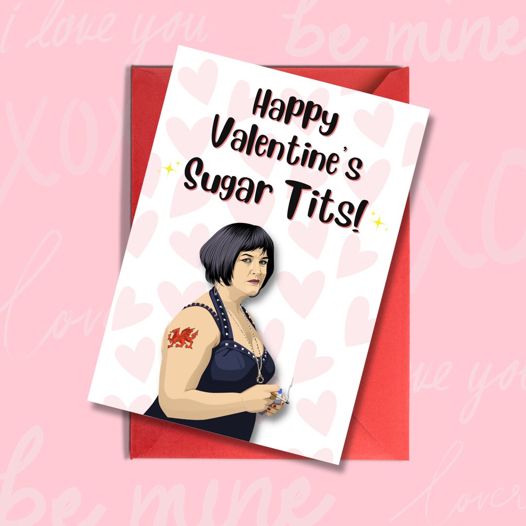 Nessa Gavin and Stacey Valentine's Day A5 Card Sugar Tits Valentine's ...