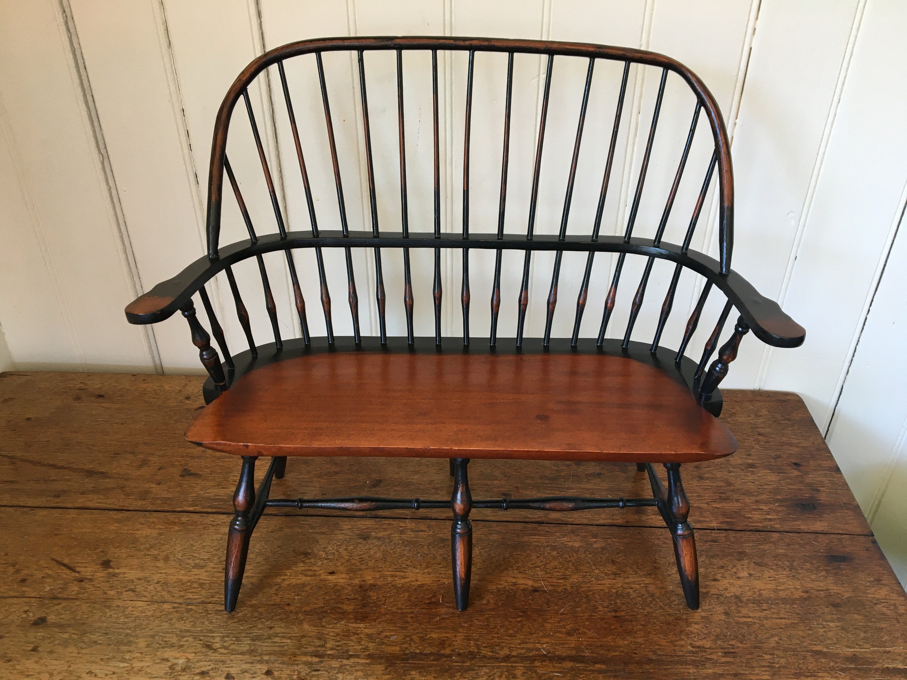 Miniature Windsor Barrel Back Settee Bench With Spindle turned Legs 17 Dollhouse Colonial Furniture Excellent Condition Vintage Etsy