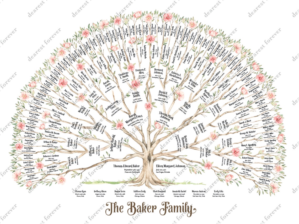 Spring Family Tree Art That Mom Will Love Ancestors Tree - Etsy