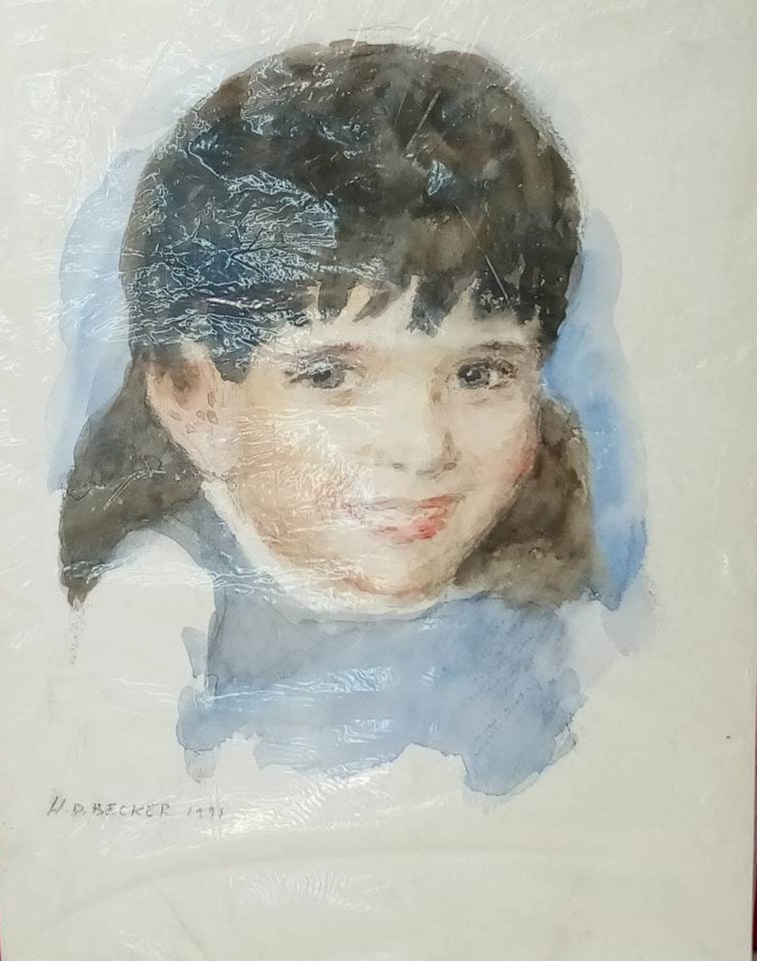 H D BECKER American Artist 1914-1995 SIGNED Original Sweet Boy Portrait ...