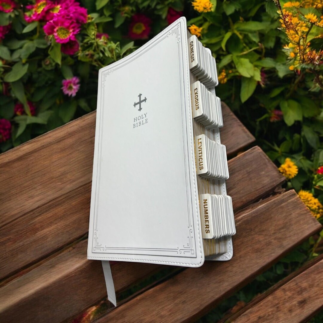 Custom White NRSV TABBED BIBLE With Tabs Catholic Birthday Gift for Her ...