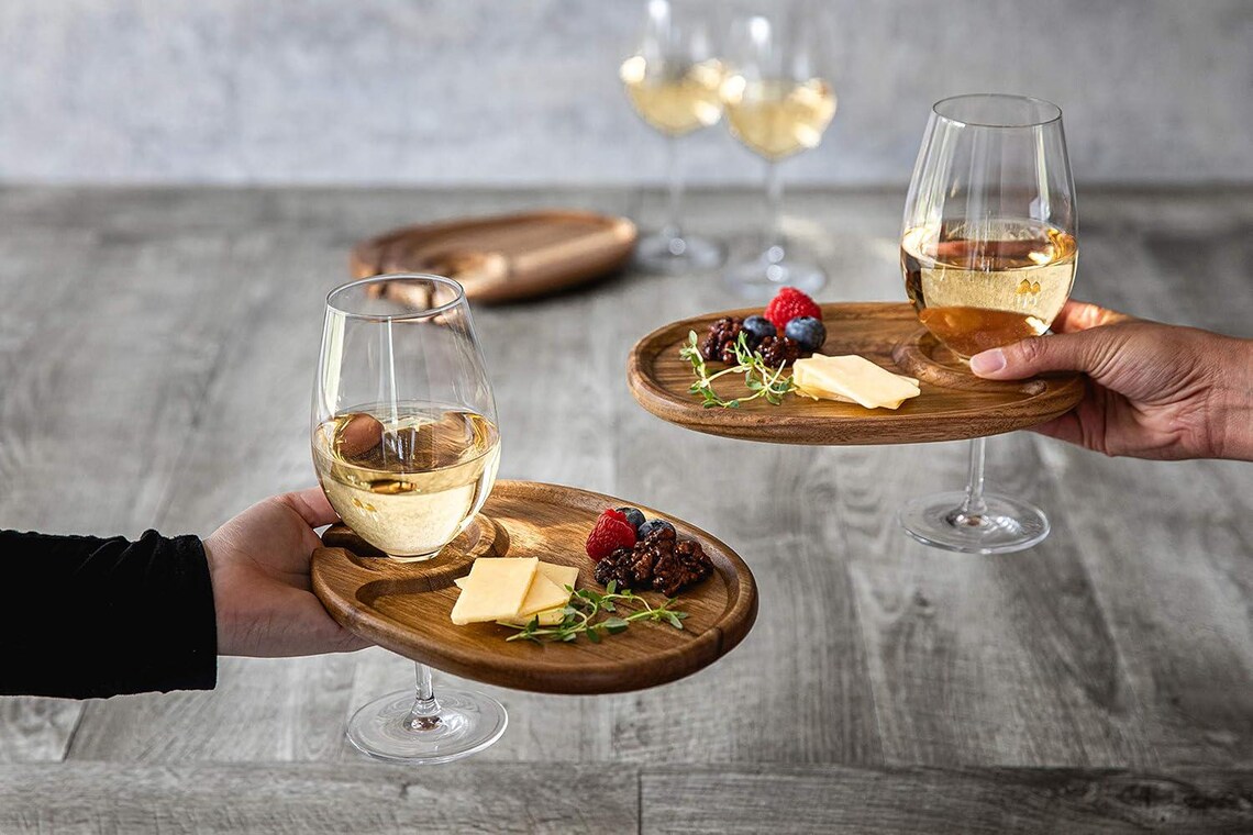 Personalized Wine Appetizer Plates Cocktail Round Glass Holder Cheese ...