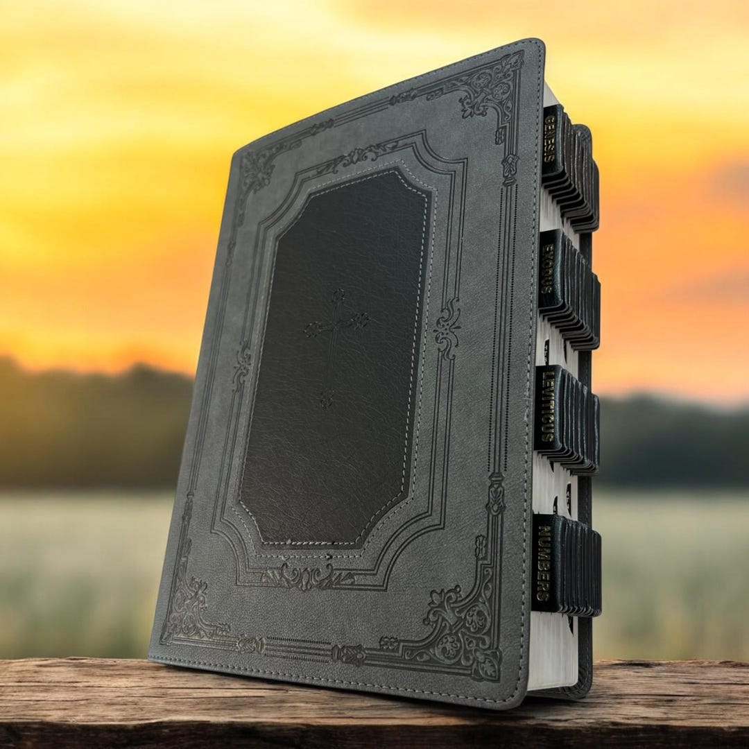 Custom Tabbed Black KJV BIBLE With Tabs Christian Birthday Gift for Him ...