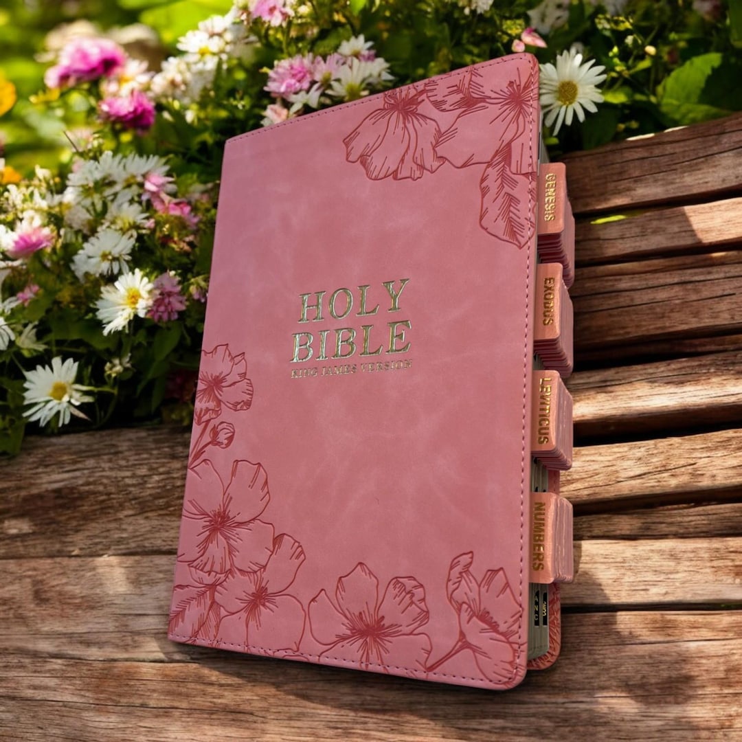 Custom Pink KJV TABBED BIBLE With Tabs Christian Birthday Gift for Her ...