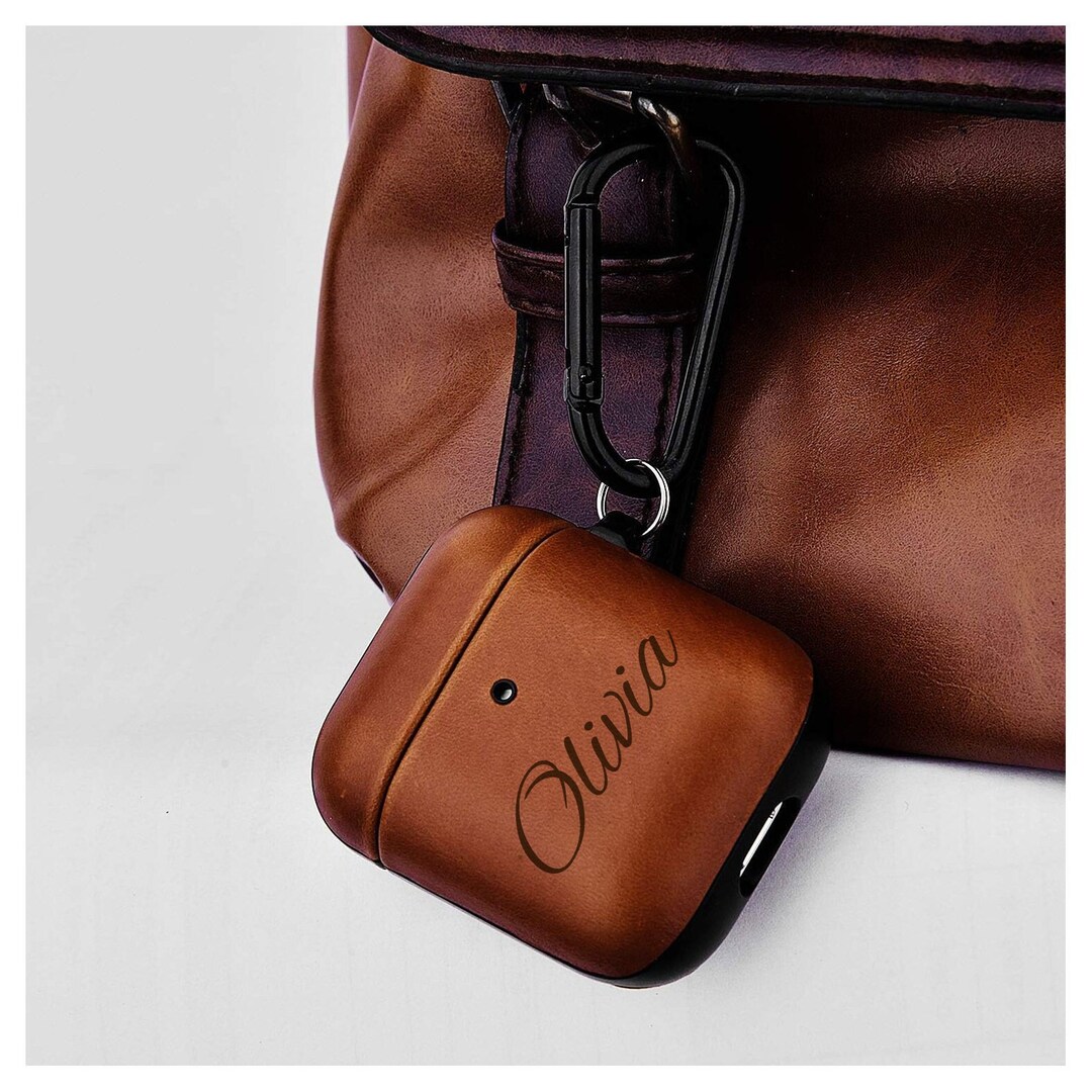 Personalized Airpods 1st 2nd Generation CASE HOLDER KEYCHAIN Leather ...