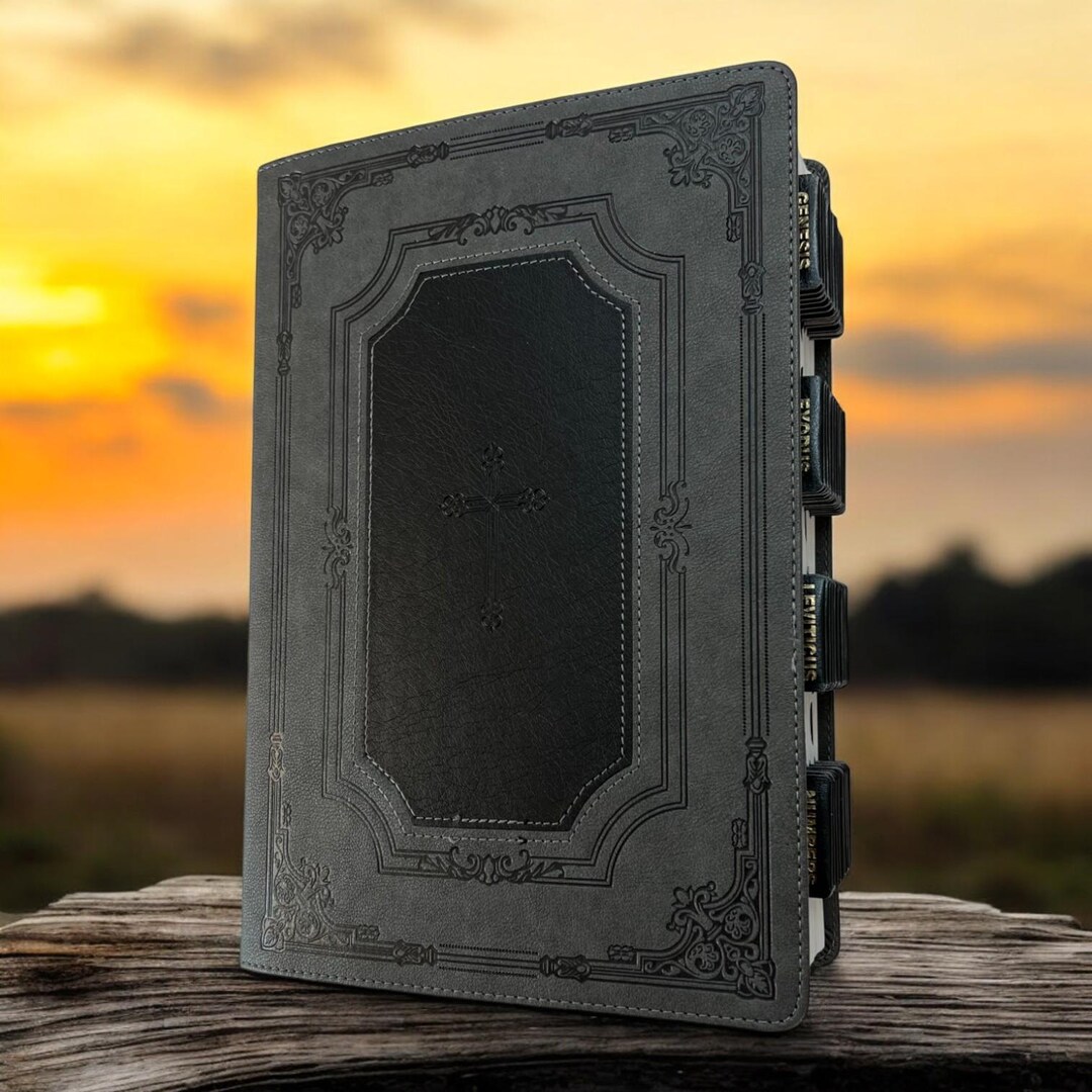 Custom Black KJV TABBED BIBLE With Tabs Christian Birthday Gift for Him ...