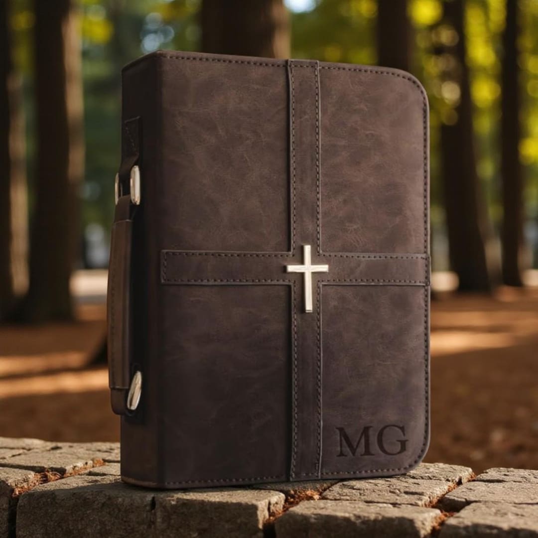 Personalized Leather BIBLE COVER Case Holder Christian Birthday Gift ...