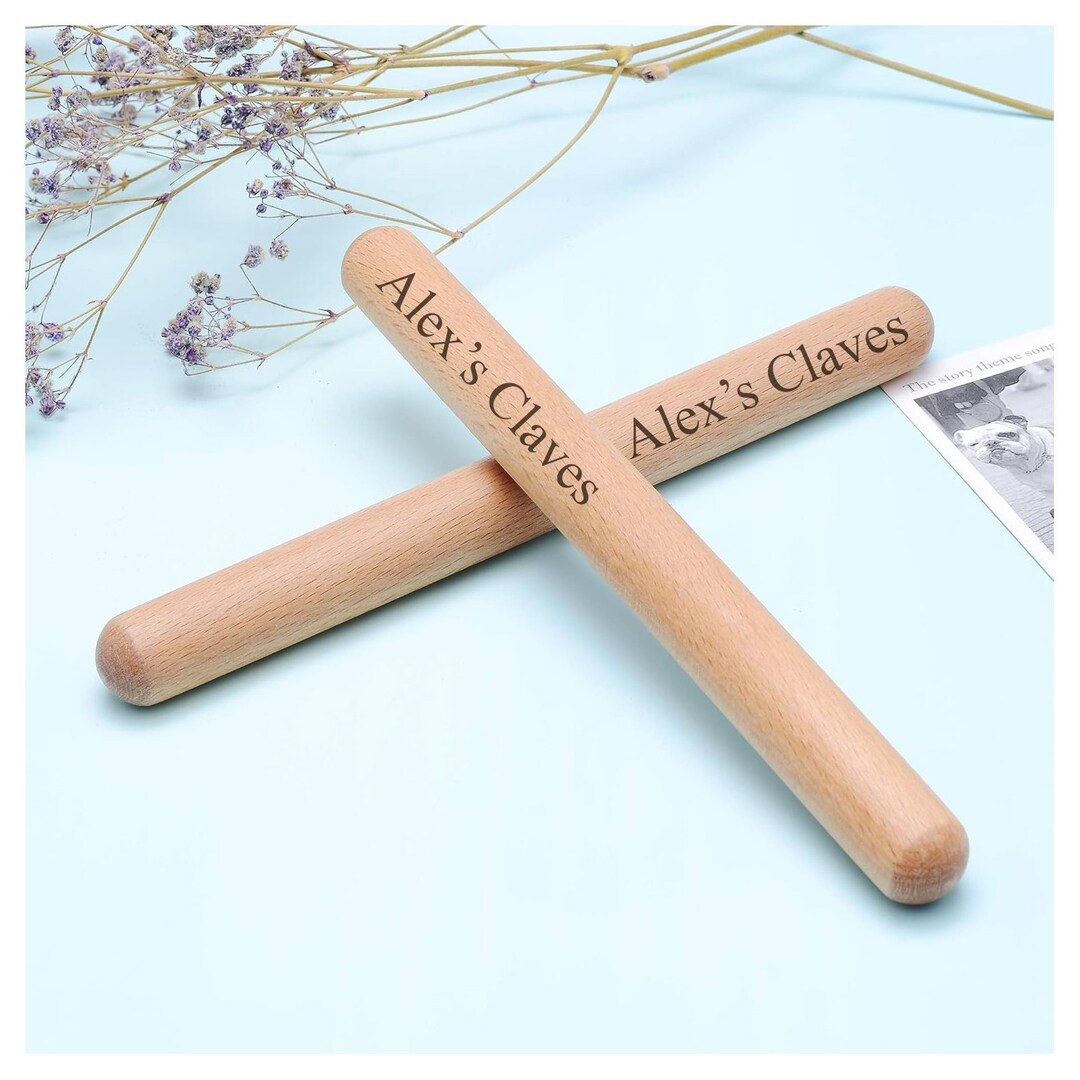 Personalized WOOD CLAVES Musical Percussion Instrument Rhythm Sticks ...
