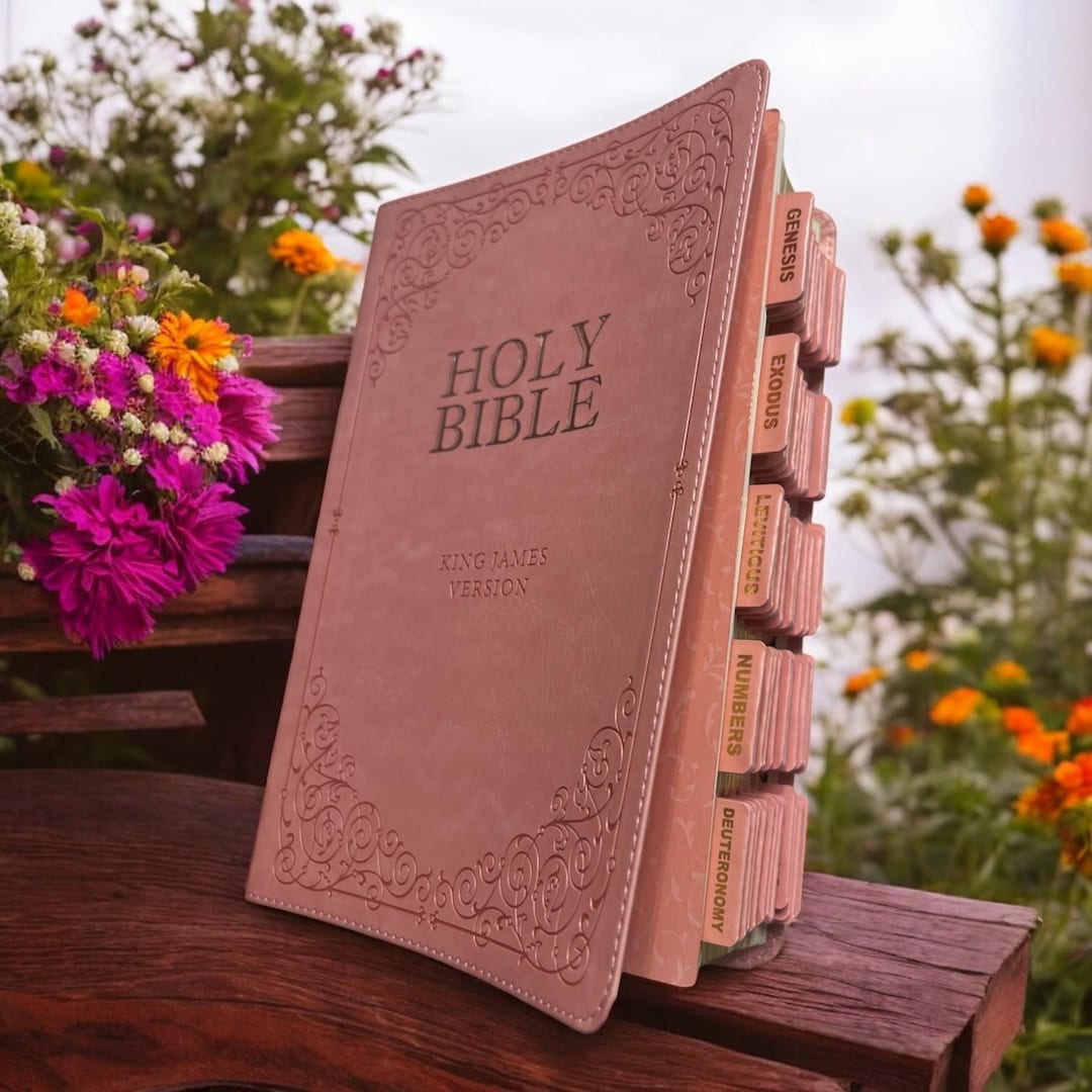 Custom Pink KJV TABBED BIBLE With Tabs Christian Birthday Gift for Her ...