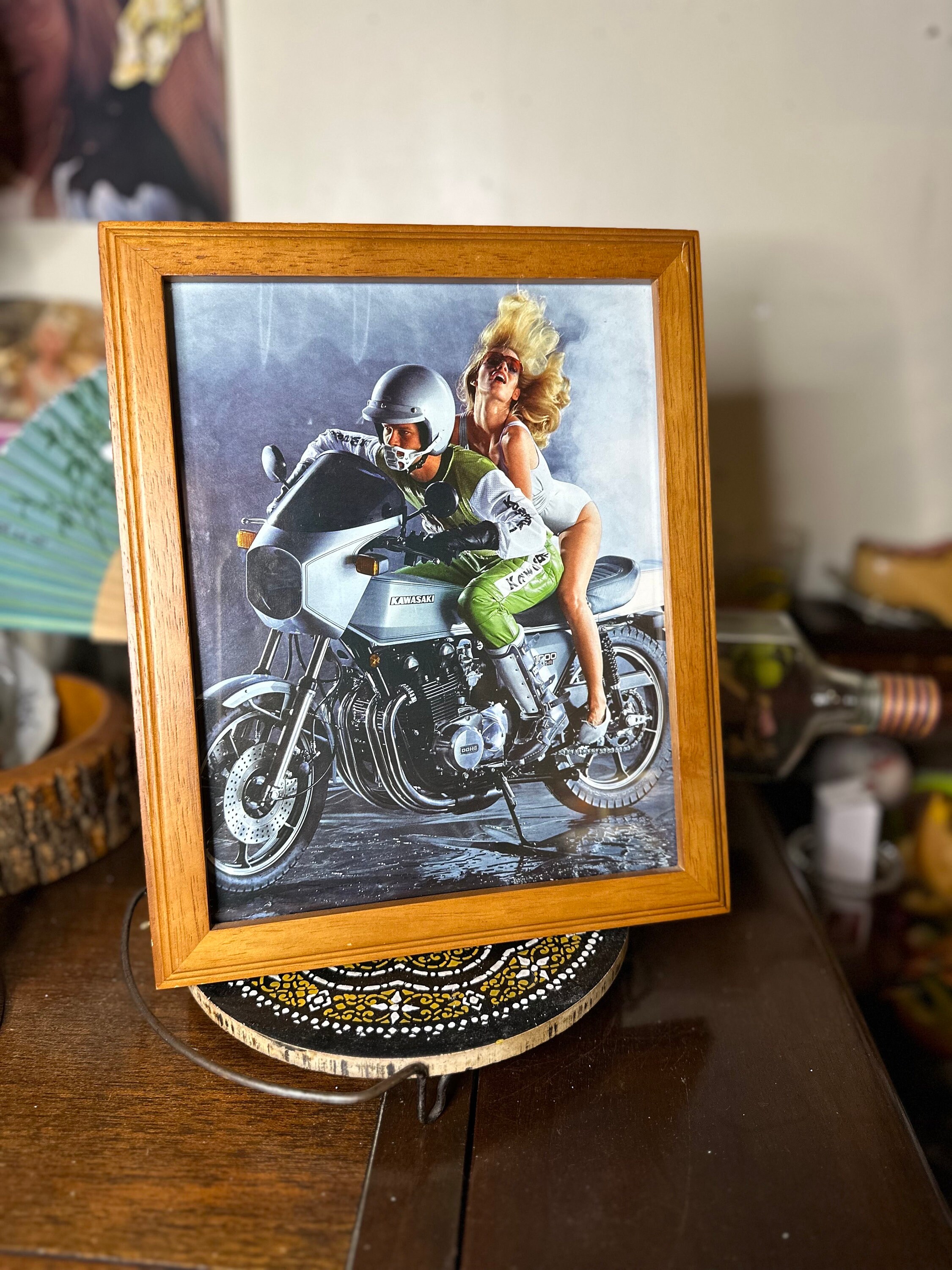 1978 Vintage CHIC Magazine Motorcycle Pinup Framed Wall Decor Kawasaki ...