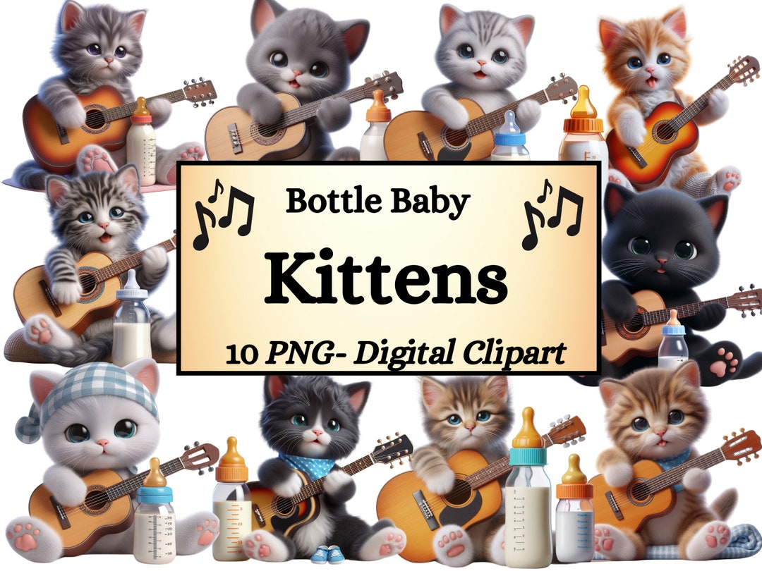 Digital Clipart, Neonatal Kittens, Bottle Baby Kittens PNG, Neonatal ...
