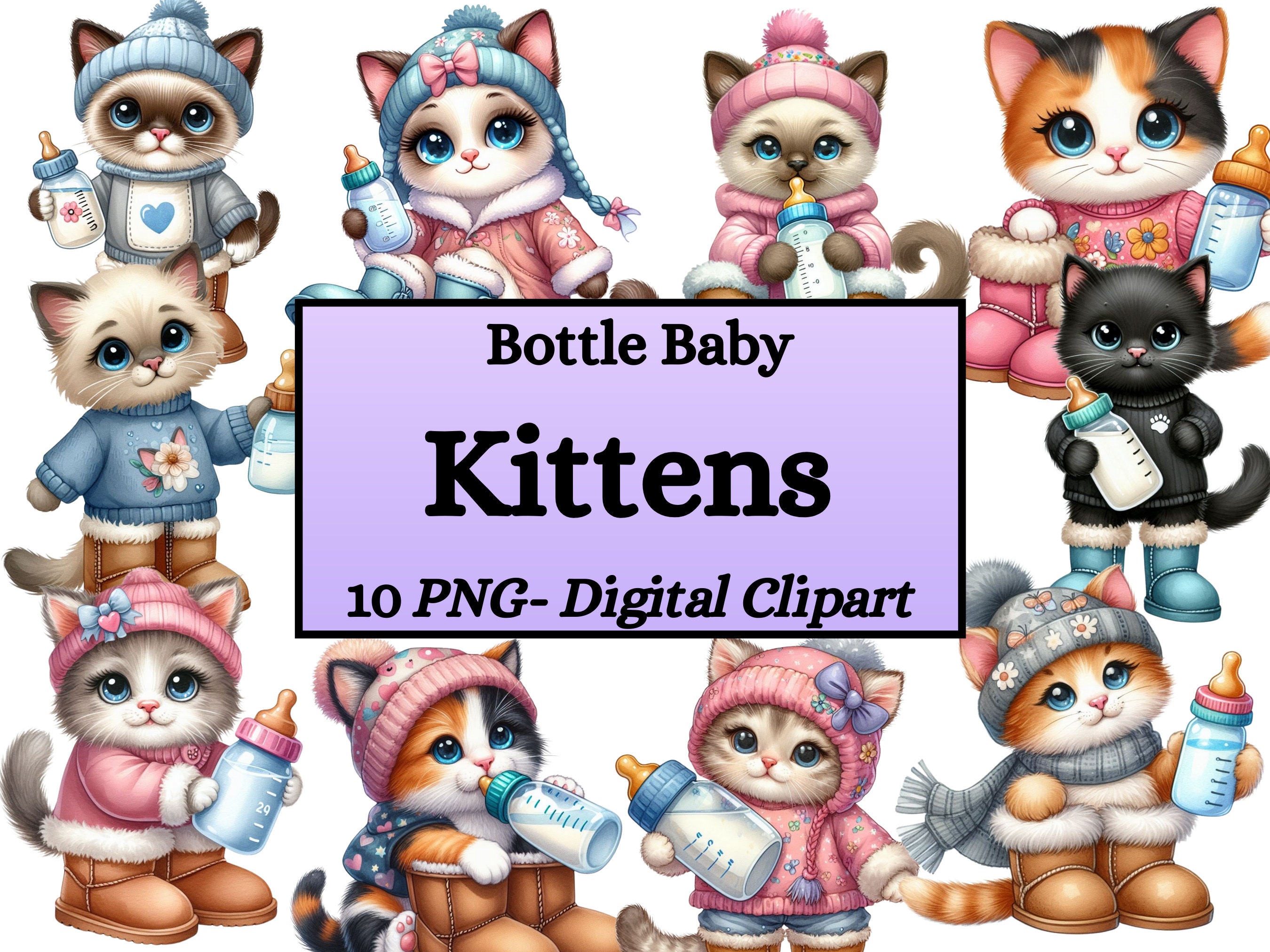 Neonatal Kitten Clipart, Bottle Babies Kitten Clipart, Neonatal Foster ...