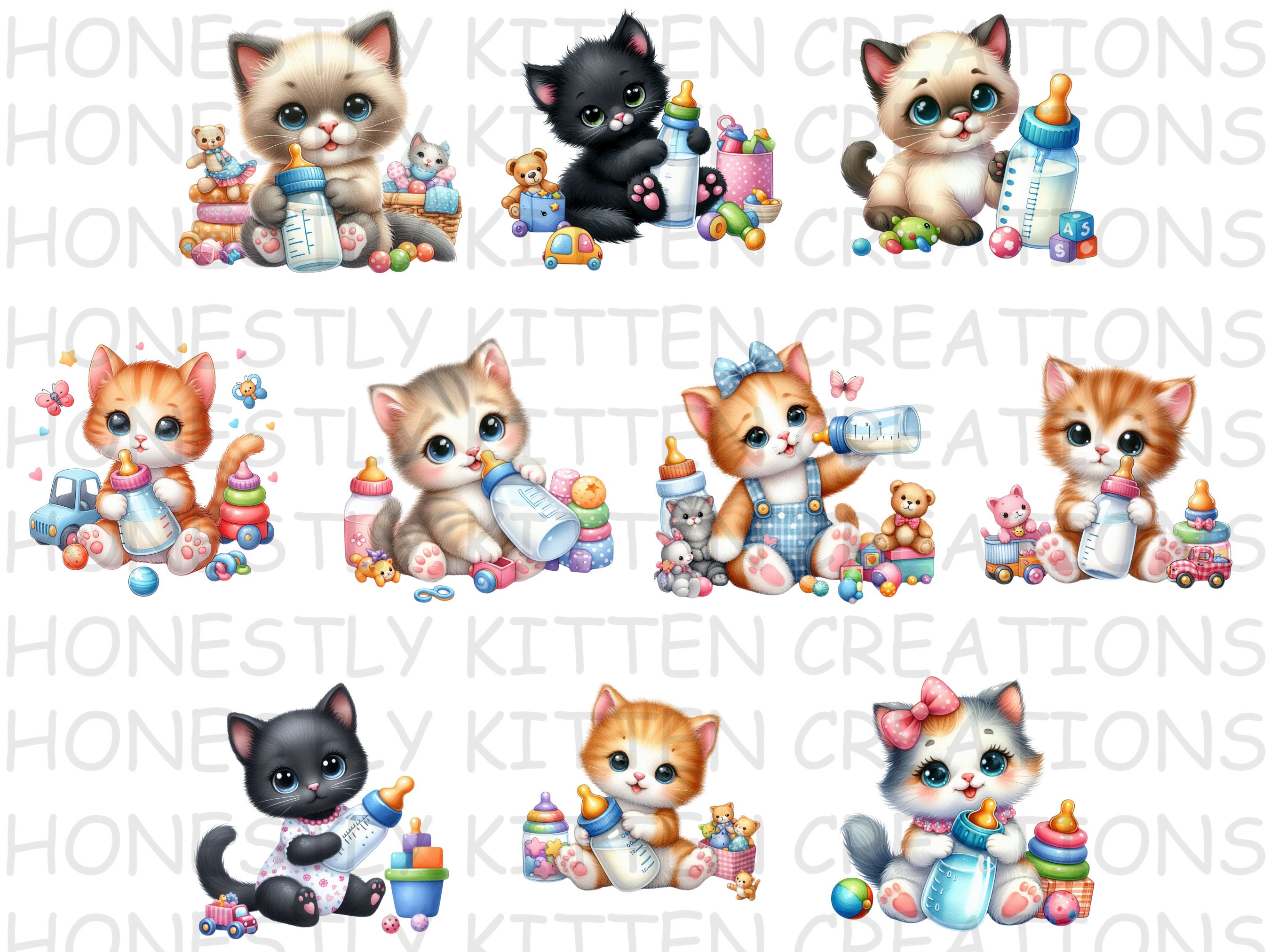 Neonatal Kitten Clipart, Bottle Babies Kitten Clipart, Neonatal Foster ...