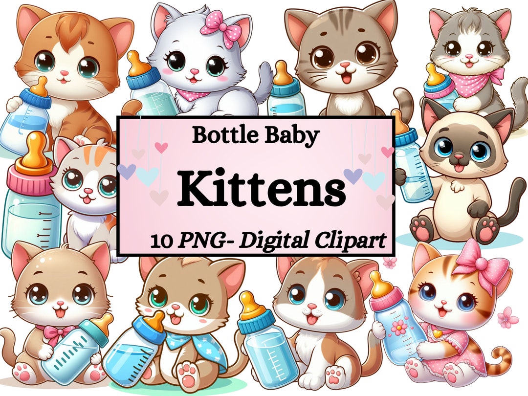 Digital Clipart, Neonatal Kittens, Bottle Baby Kittens PNG, Neonatal ...