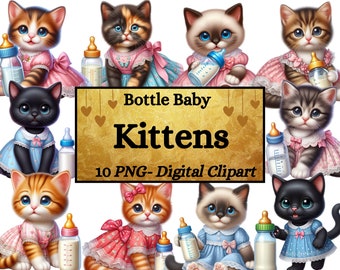 Neonatal Kittens Clipart, Bottle Baby Kitten Clipart PNG, Neonatal ...