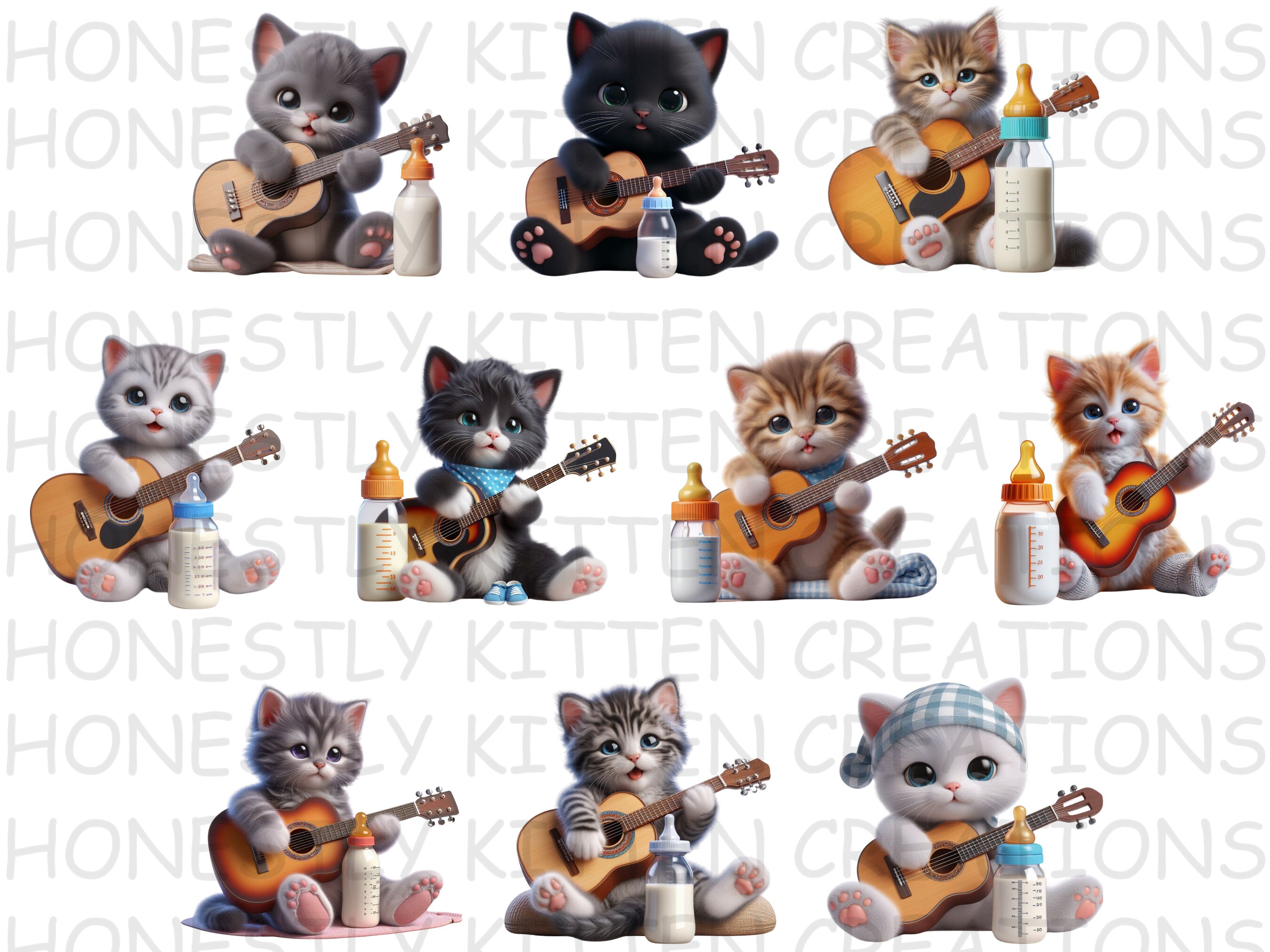 Digital Clipart, Neonatal Kittens, Bottle Baby Kittens PNG, Neonatal ...
