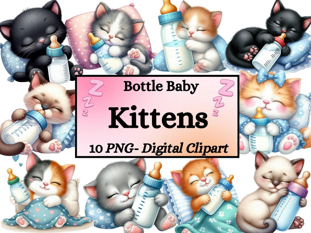 Neonatal Kitten Clipart, Bottle Babies Kitten Clipart, Neonatal Foster ...