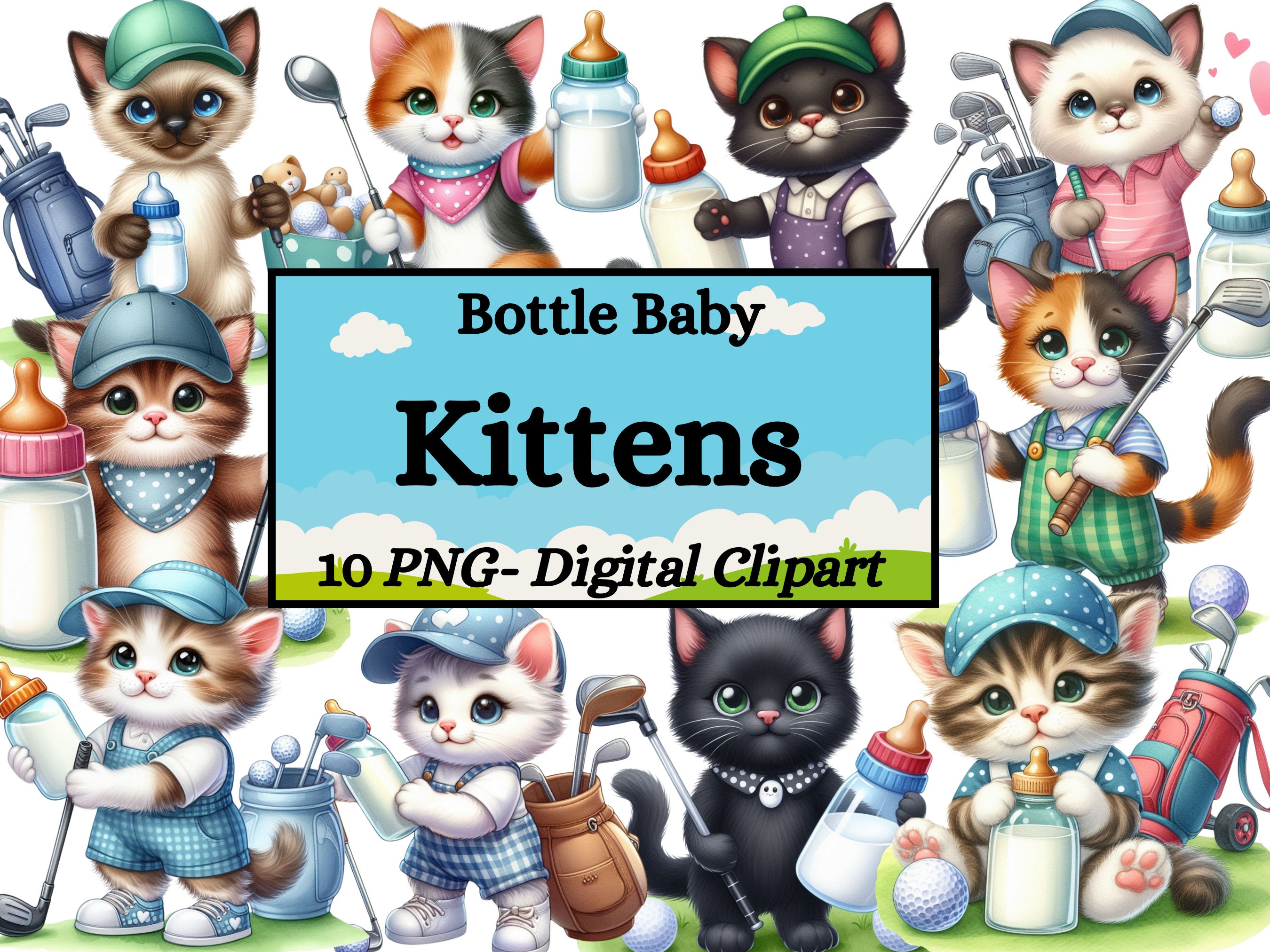 Neonatal Kitten Clipart, Bottle Baby Kittens Clipart, Neonatal Foster ...