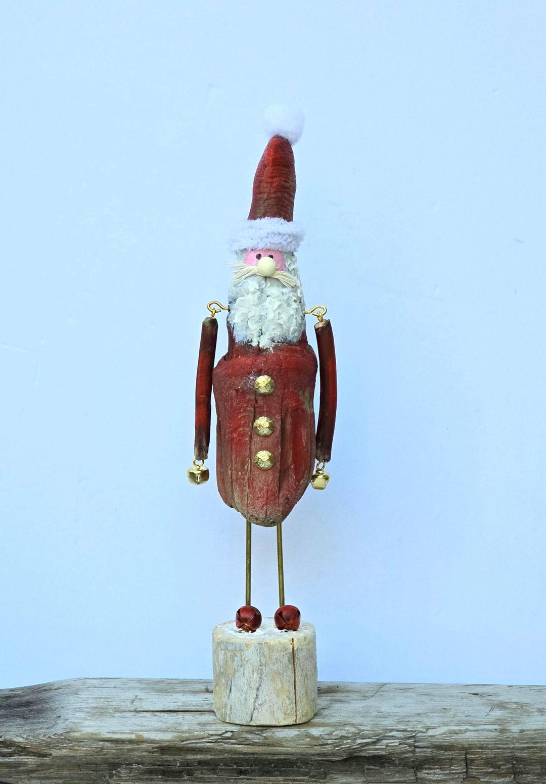 Santa Sculpture, Handmade Driftwood Santa, Christmas Wooden Decor, 14 ...