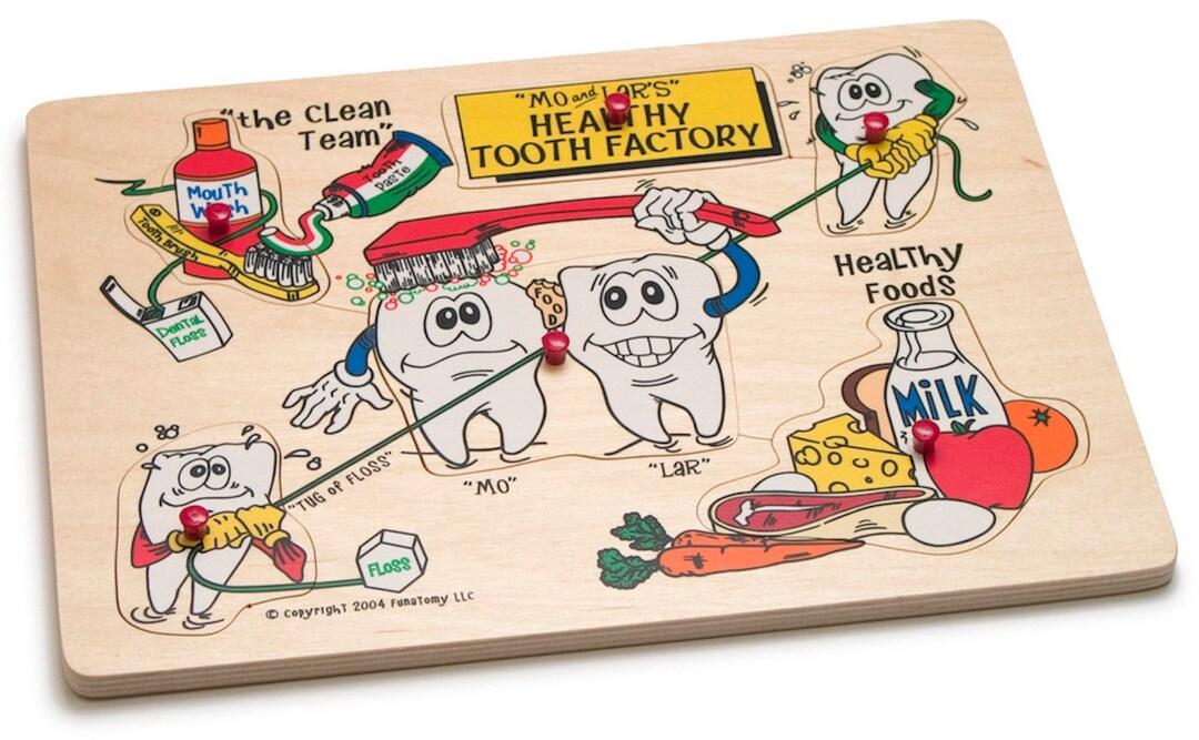 Healthy Tooth Factory Fun Dental Wooden Peg Puzzle! - Etsy