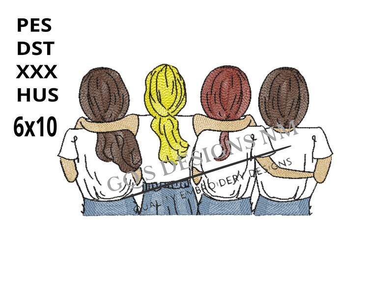 Four Best Friends Design, Sisters Design, for Machine Embroidery. in ...