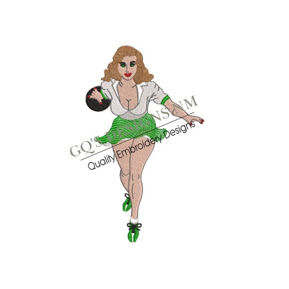 Lady Bowler Design for Machine Embroidery in Pes Dst Xxx and | Etsy