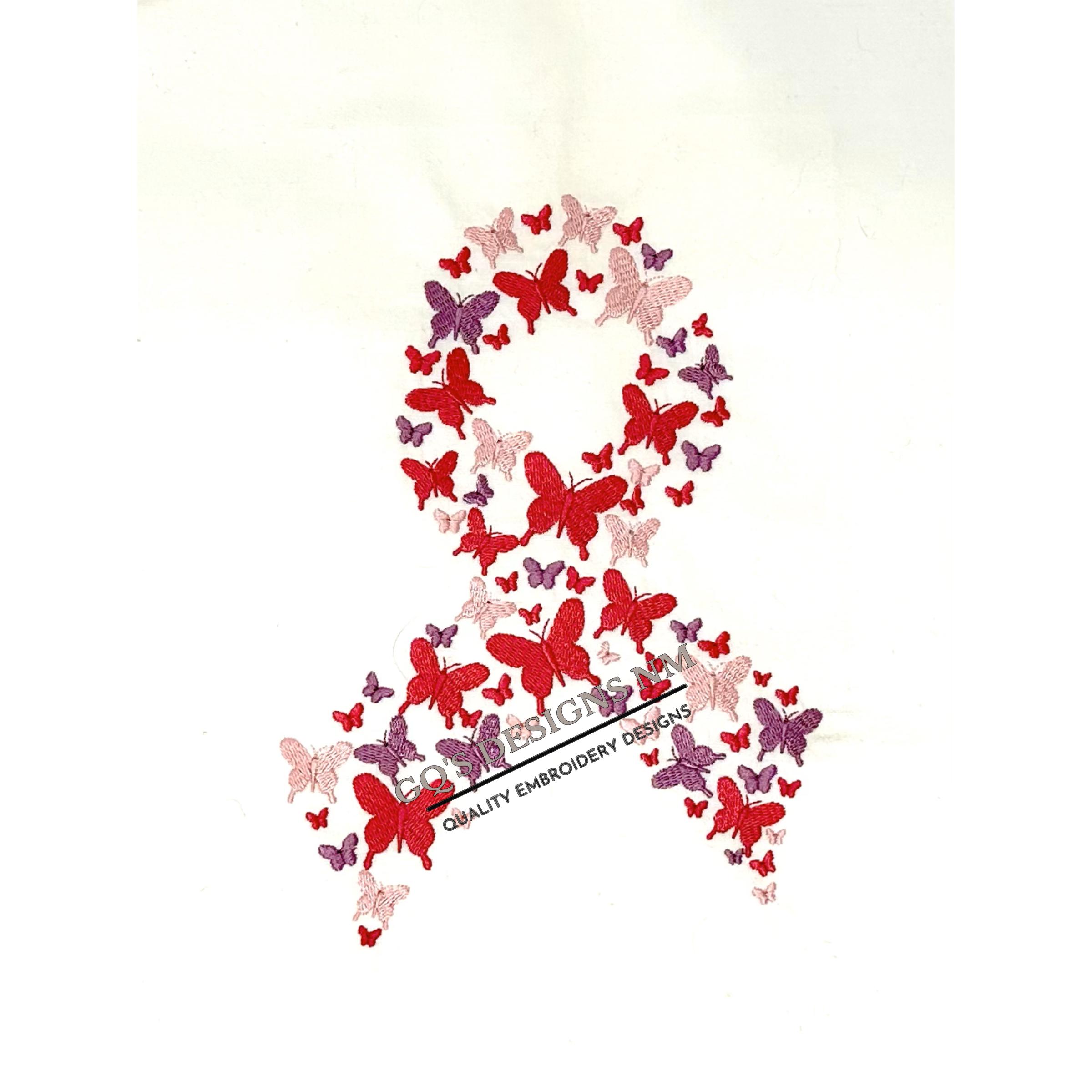 Pink Butterfly Breast Cancer Ribbon Embroidery Design – 6x10 Hoop ...